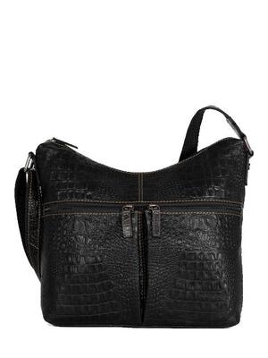 JACK GEORGES Hornback Croco Hobo Bag - Black