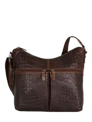 JACK GEORGES Hornback Croco Hobo Bag - Brown