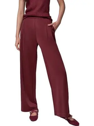 Donna Karan New York Pleated Straight-leg Pull-on Pants - Blk Cherry