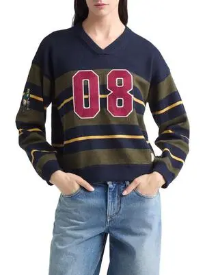 Sea Mina Stripe Novelty Cotton & Cashmere Sweater - Green