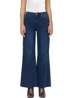 DEAR JOHN Fiona High-waist Raw Edge Hem Wide Leg Jeans - Princess