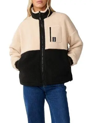 Rip Curl S-series Bonded Fleece Jacket With Stand Collar And Drop Shoulder - Black