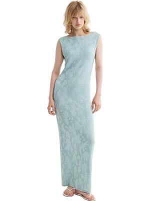 H&M Cowl-back Jacquard-jersey Maxi Dress - Light Turquoise