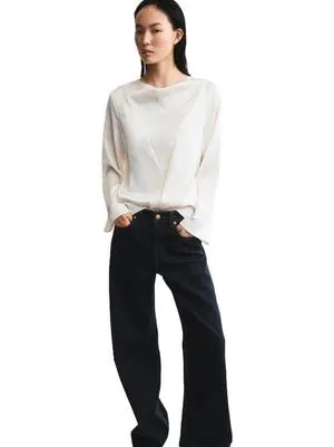 H&M Cowl-neck Satin Blouse - Ivory