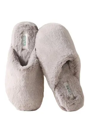 HAVEN WELL WITHIN Faux Fur Slippers - Silver Grey