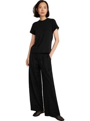 HAVEN WELL WITHIN Double Knit Pleated Wide Leg Trousers - Black