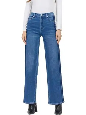 DEAR JOHN Margot Mid Rise Straight Leg Jeans With Side Stripe - Drifting