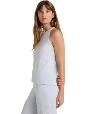 HAVEN WELL WITHIN Ribbed High Neck Sleeveless Tank - Heron Heather
