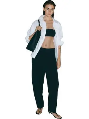 H&M Jersey Barrel-leg Pants - Black