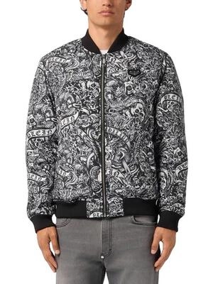 Philipp Plein All-over Tattoo Print Bomber Jacket - Black