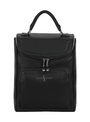 LUIS STEVEN Luis Steven Vertical Leather Laptop Backpack Black