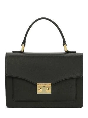 LUIS STEVEN Emma Leather Satchel Black