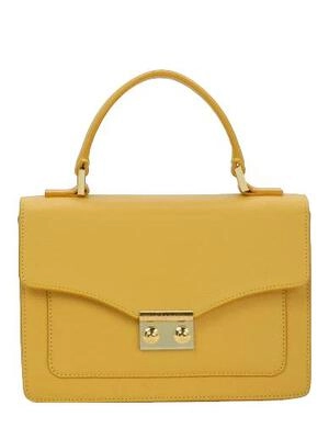 LUIS STEVEN Emma Leather Satchel Yellow