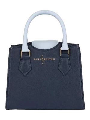 LUIS STEVEN Mini Tote In Pebble Leather - Blue
