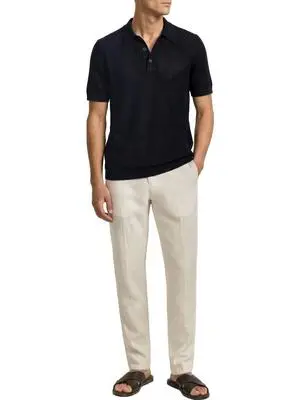 Orlebar Brown Keeling Classic Fit Cotton Silk Knitted Shirt - Night Iris