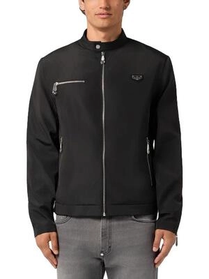 Philipp Plein Nylon Moto Jacket - Black