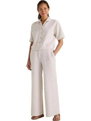 HAVEN WELL WITHIN Ottoman Rib Relaxed Pants - White Oak Hthr