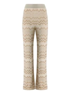 Missoni Zig Zag Viscose And Wool Straight-leg Trousers - Beige