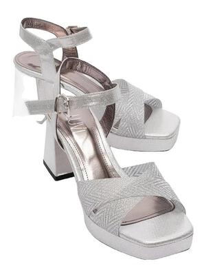 PROLOGUE SHOES Prologue Shoes Bavena Platform Block Heel Sandal Silver