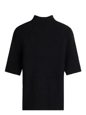 H&M Lyocell-blend Rib-knit Mock Turtleneck Top - Black