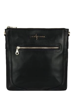 LUIS STEVEN Sienna Crossbody Bag In Italian Pebble Leather - Black