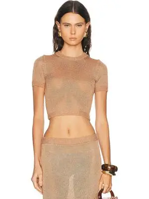 L'academie Sivan Knit Tee In Metallic - Copper
