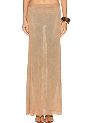 L'academie Sivan Knit Skirt In Metallic - Copper