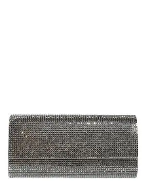 Judith Leiber Perry Embellished Satin Clutch - Ebonized Hematite
