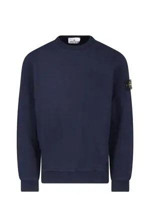 Stone Island Cotton Sweatshirt With Compass Logo - Blue
