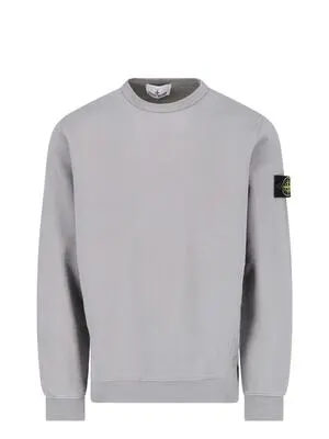 Stone Island Cotton Sweatshirt With Compass Logo - Gray