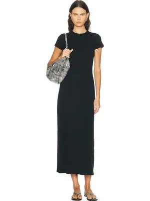 LESET Nando Short Sleeve Maxi Dress - Black
