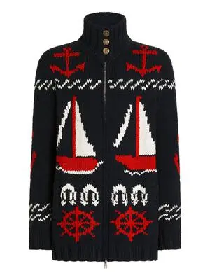 Dolce & Gabbana Cotton Intarsia Cardigan - Multicolor