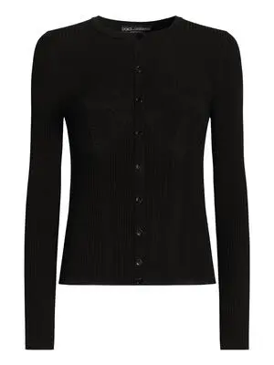 DOLCE & GABBANA Dolce & Gabbana Black Ribbed Viscose Knit Cardigan