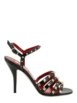 Valentino Garavani Rockstud Leather Sandals With Allover Studs - Black