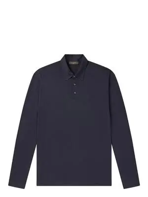 SLOWEAR Zanone Cotton And Silk-blend Jersey Polo Shirt - Blue
