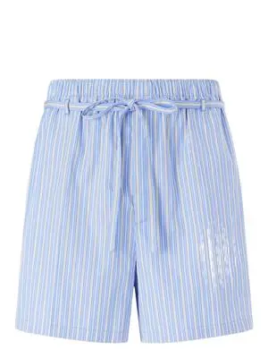 Saint Laurent Striped Cotton-poplin Drawstring Shorts - Blue