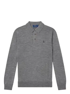 POLO RALPH LAUREN Polo Ralph Lauren - Logo-Embroidered Wool Polo Shirt - Men - Gray - XS