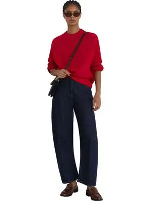 REISS Reiss Riley Wool-Cashmere Crew-Neck Raglan Jumper Red