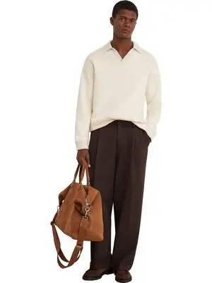 REISS Beaton Premium Interlock Open-collar Sweatshirt - Off White