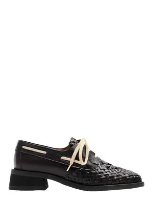 NAGUISA Cirila Dark Woven Lace-up Shoes - Brown
