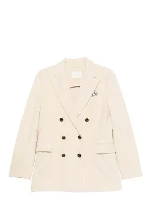 CIRCOLO 1901 Cotton Corduroy Double-breasted Blazer - White