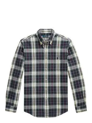 Polo Ralph Lauren Custom Fit Plaid Brushed Oxford Shirt - Blue