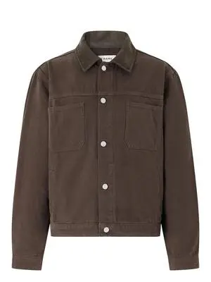 FRAME Cotton-canvas Jacket With Suede Collar - Brown