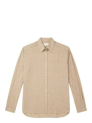 Oliver Peoples Checked Cotton-blend Seersucker Shirt - Neutrals
