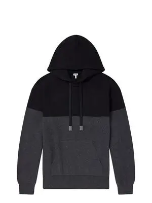 Loewe Anagram-embossed Leather-trimmed Cotton-jersey Hoodie - Black