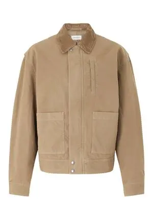 Dries Van Noten Cotton-canvas Jacket With Corduroy Trim - Beige