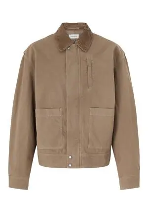Dries Van Noten Cotton-canvas Jacket With Corduroy Trim - Neutrals