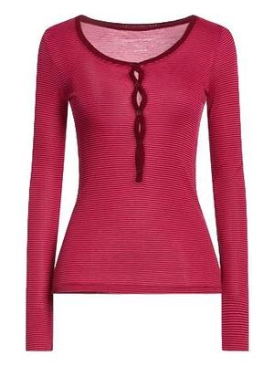 MAJESTIC FILATURES MAJESTIC FILATURES Burgundy Viscose Henley T-Shirt