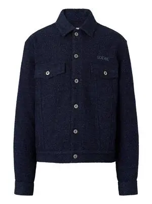 Loewe LOEWE Textured Denim Logo Embroidered Jacket Blue