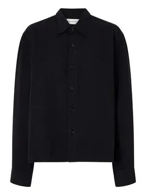 Studio Nicholson Garment-dyed Cotton And Linen-blend Shirt - Black